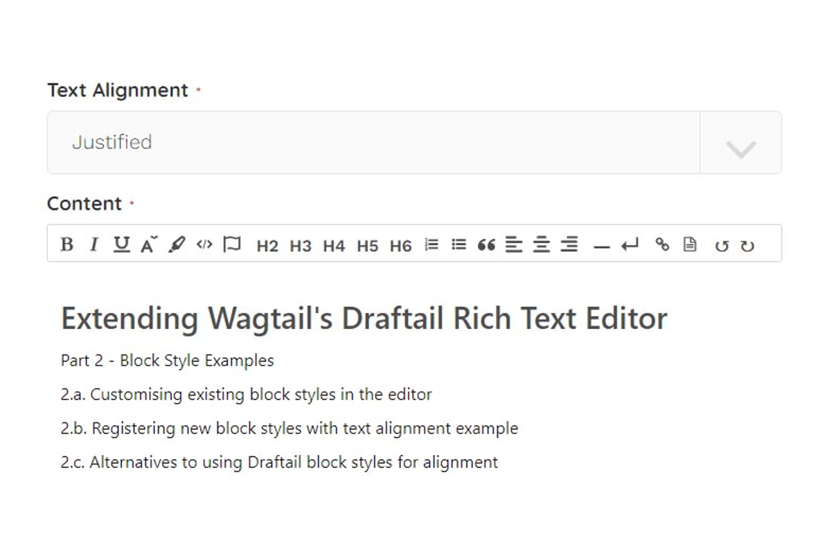 How to Extend the Draftail Editor Part 2 - Block Styles
